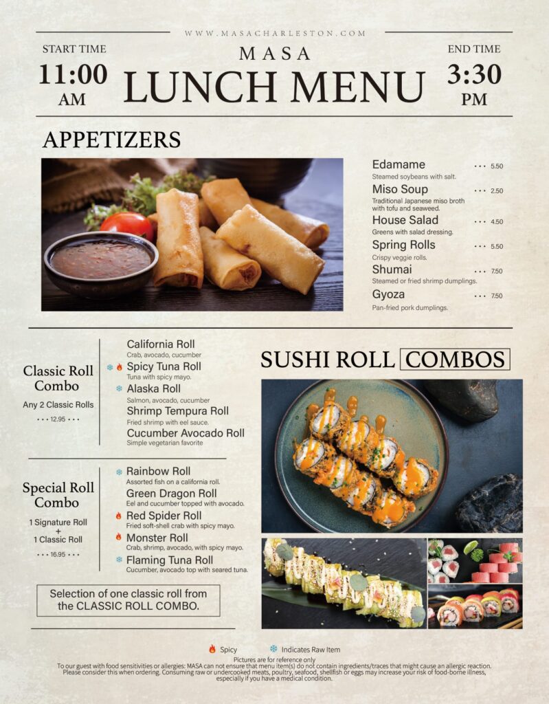 Lunch Menu - MASA Charleston